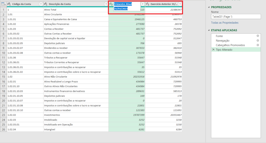 Importar e transformar dados do PDF para o Excel