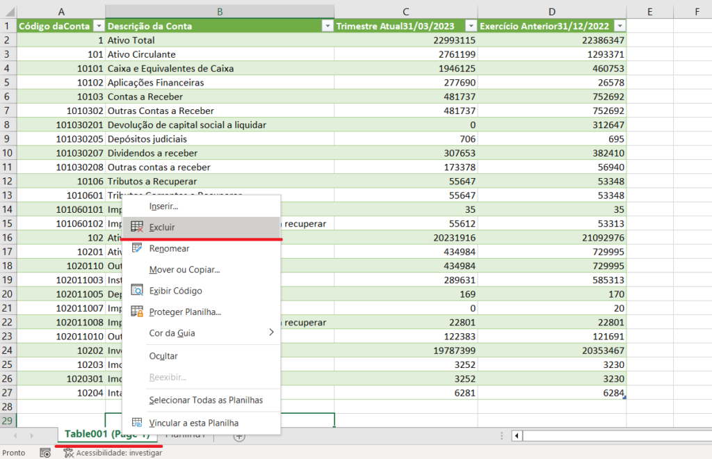 Importar e transformar dados do PDF para o Excel